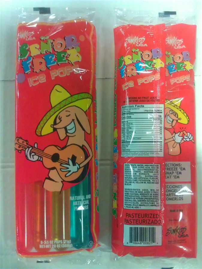 Senor Freeze Pops Ice Sticks (8 pack) 18.9oz 1/24 - Fauzi & Company, Inc